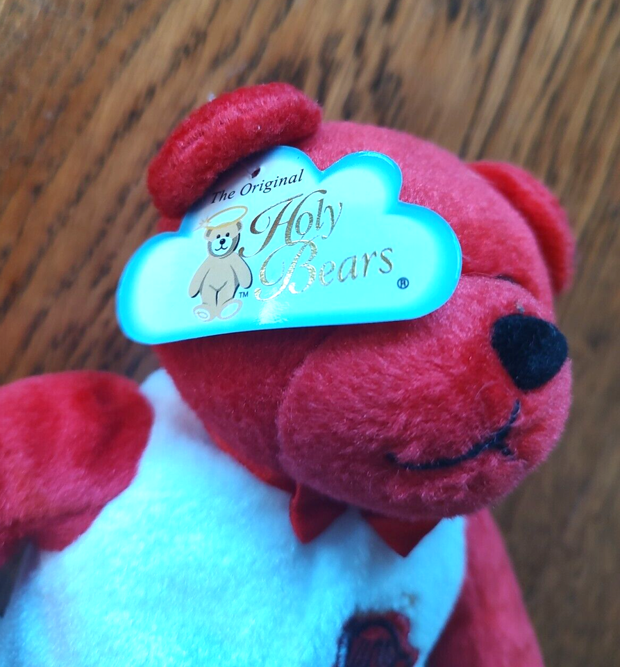 God Bless Our Firefighters Bear Plush Beanie Holy Bears Halo Over ...