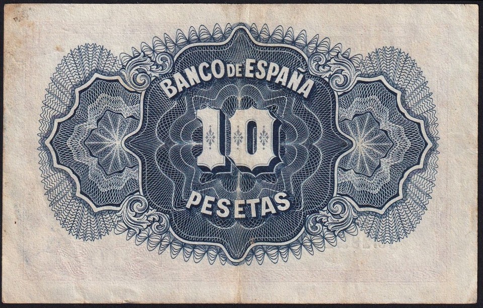 Spain 10 Pesetas 1935 Old Vintage Paper Money Banknote Spanish Currency ...