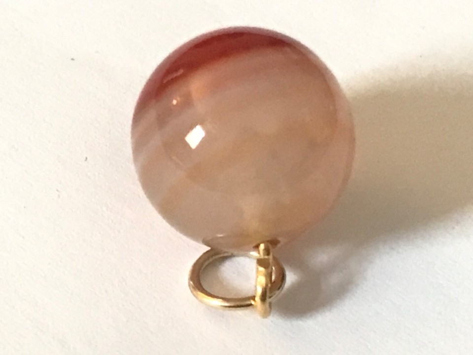 9 ct gold banded carnelian quartz charm bead pendant necklace drop ...