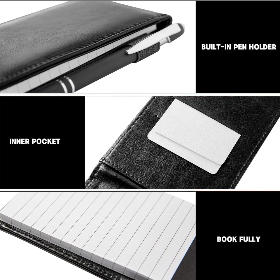 10 Pieces Small Notepad Holder Set Pocket Notebook 3 x 5 Inch with Pen ...