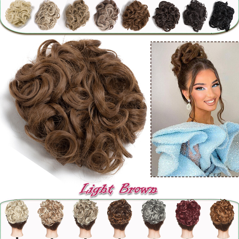 Thick As Human Messy Bun Clip Hair Extensions Curly Scrunchie Updo ...