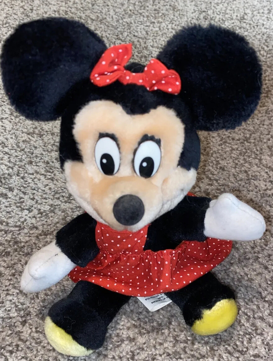 Minnie Mouse Plush Red Polka Dot Dress Bow Vintage Disneyland Walt ...