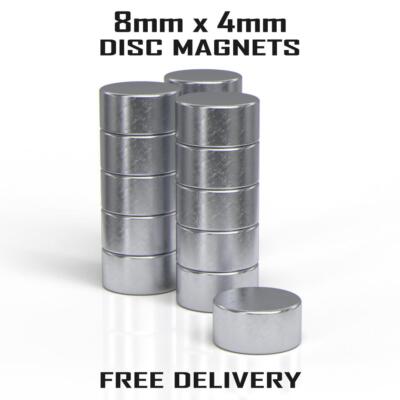 VERY STRONG Small Mini Neodymium Disc Magnets 8mm x4mm Rare Earth ...
