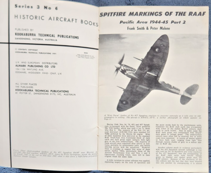 Spitfire Markings of the RAAF Part 2 by Frank Smith & Peter Malone ...