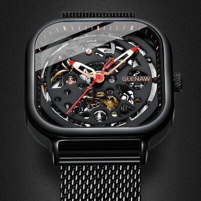 GLENAW New Automatic Men's Watch Mechanical Luxury Stainless Steel ...