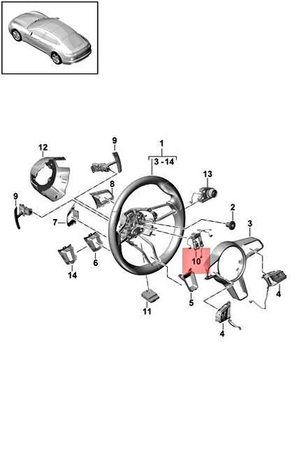 Porsche Panamera Multifunction Airbag Steering Wheel Wiring Harness ...
