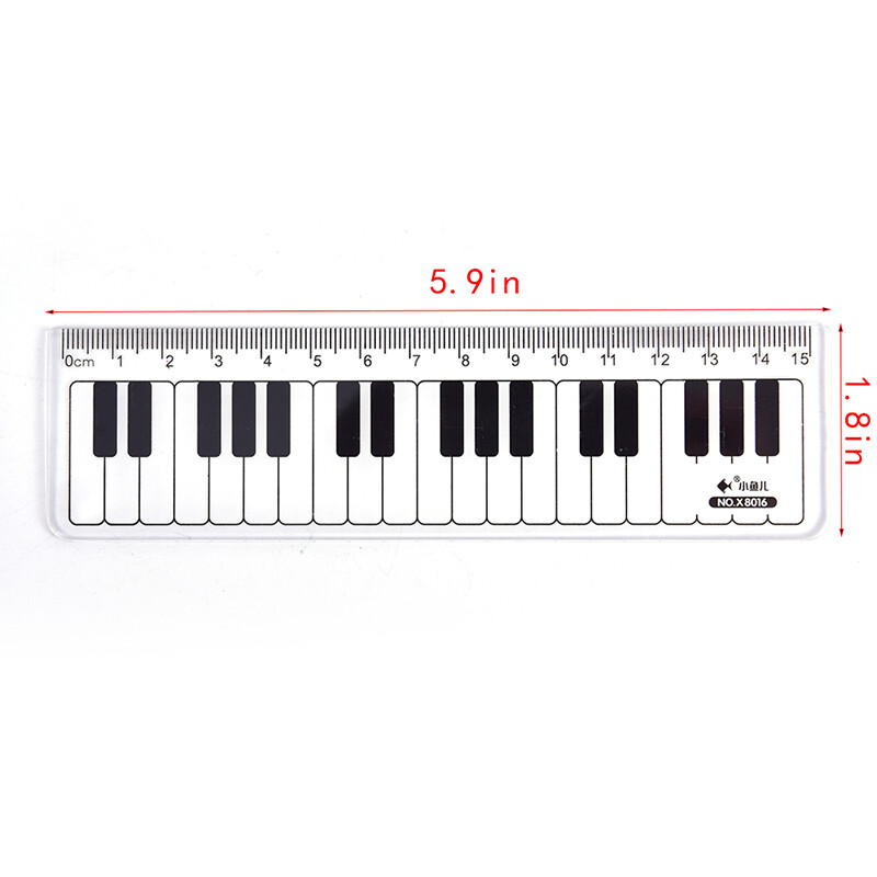 Creative Piano Keyboard Ruler 15cm 6in Musical Terms Black and White ...
