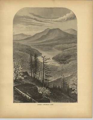 1883 Wood Engraving Upper Ausable Lake Adirondacks New York | eBay