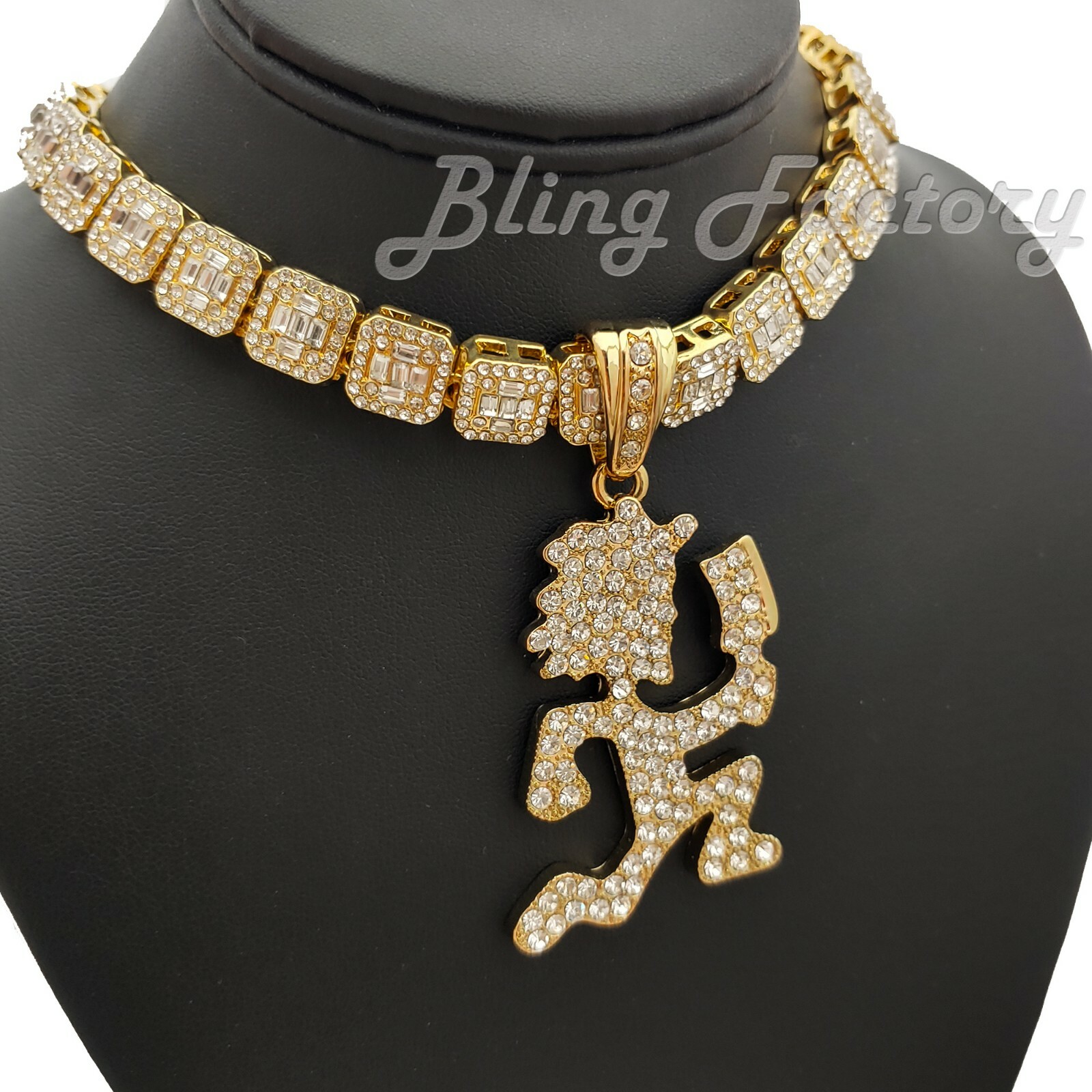 Hatchet Man Runner Pendant & 16" 18" Full Iced Choker Bust Down Chain ...