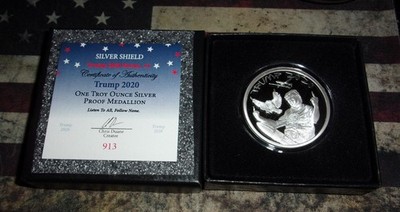 2020 Trump MAGA Finger Silver Shield Proof 1 oz .999 Silver W/COA ...