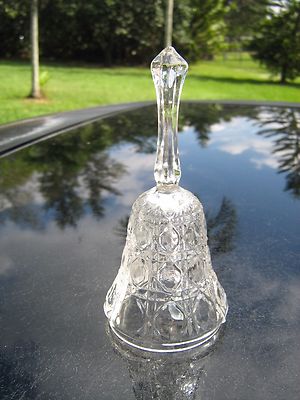 5.5" GLASS BELL CUTE FOR DISPLAY OR USE NICE PRESSED GLASS DESIGN ...