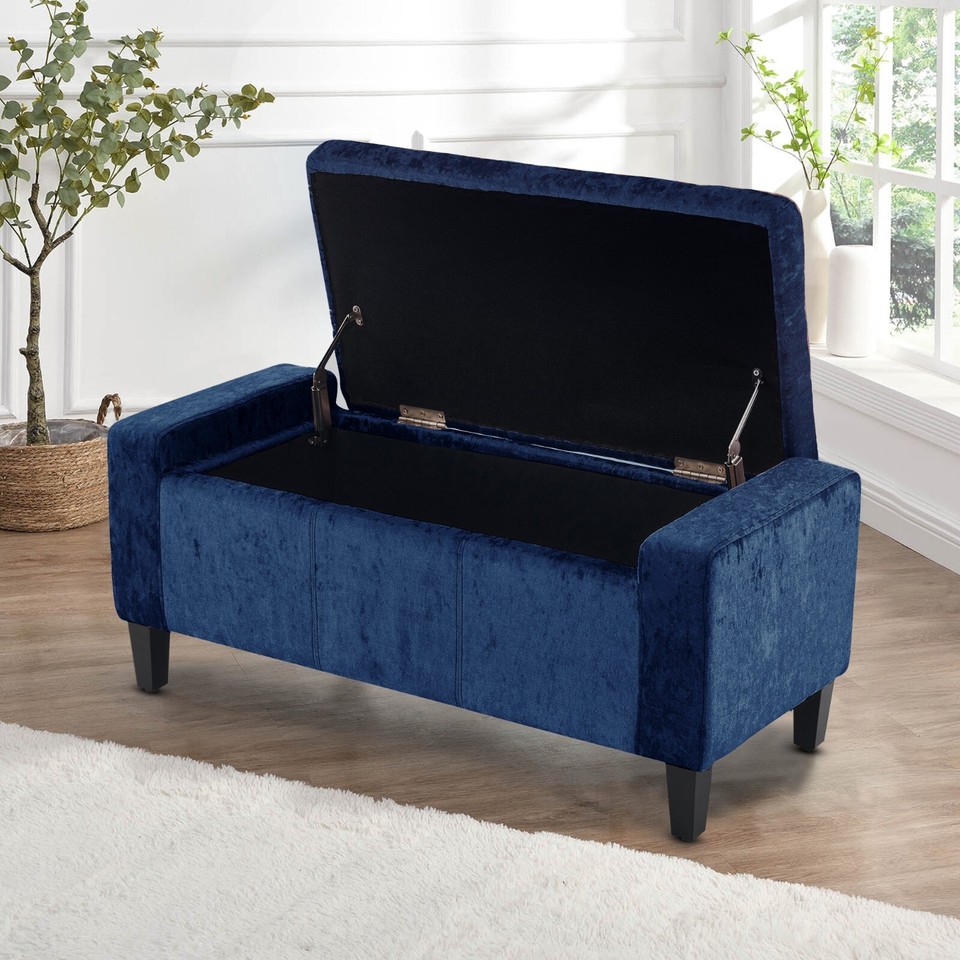 Large Ottoman Storage Box Folding Upholstered Pouffe Storage Bench ...