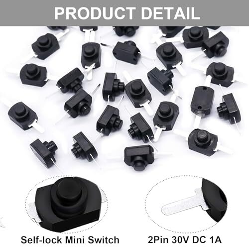 30 PCS Latching Mini Push Button Switch DC 30V 1A ON/OFF Torch ...