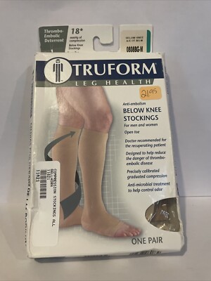 TRUFORM Anti-embolism Open Toe Below Knee 18mmHg (Beige) Medium | eBay