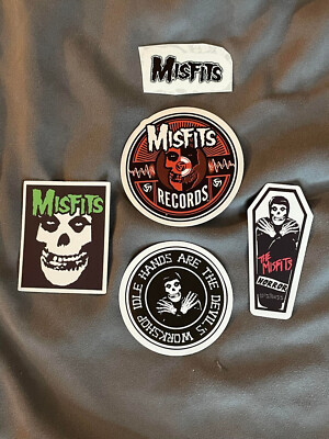 Lot (5) MISFITS 3/4" to 2 3/4" Band Logo STICKERS Black White FREE ...