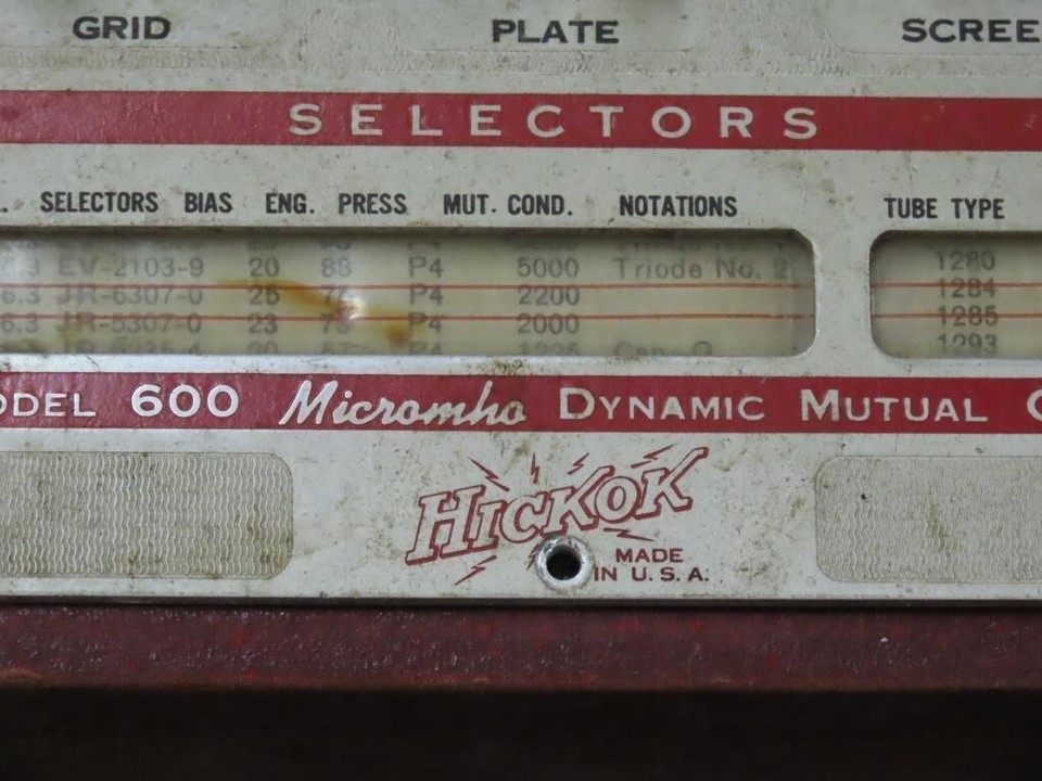 Hickok Model 600 Micromho Dynamic Vacuum Tube Tester NO WAY TO TEST | eBay