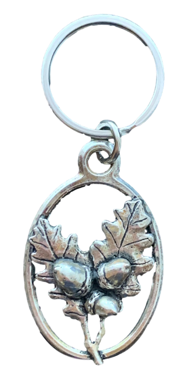 Oak Leaves and Acorn Handcrafted from English Pewter In the UK Key Ring ...