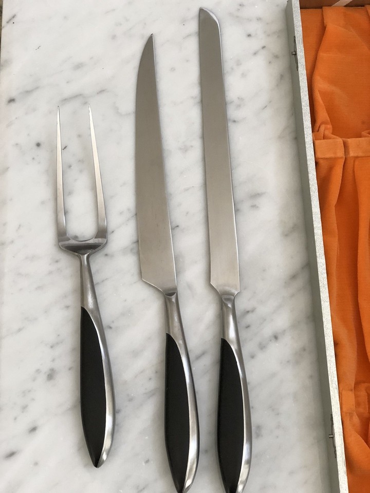 Contessa Stainless Carving Set Japan Black Bone Inlay Handle 2 Knives ...