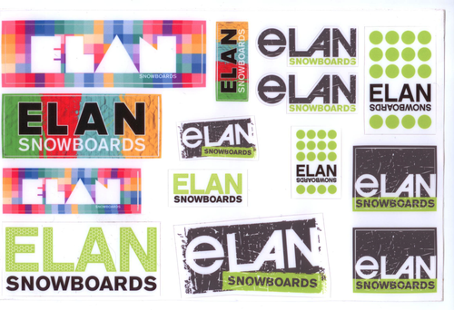 ELAN SNOWBOARDS FUN STICKERS 14 PACK, NEW COLORFUL DECALS SHEET! | eBay