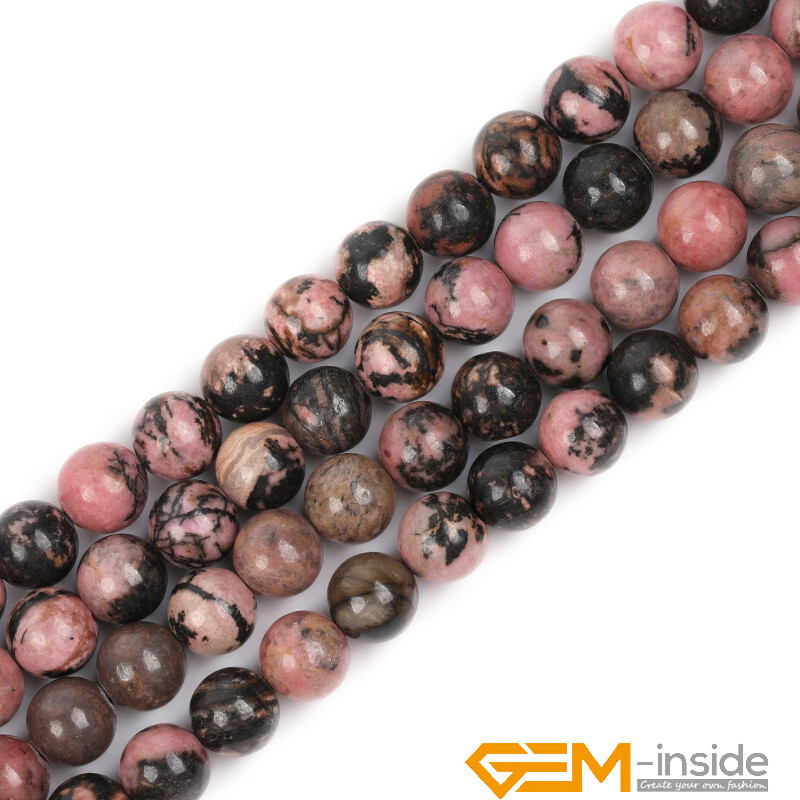 Natural Black Rhodonite Gemstone Round Beads For Jewelry Making 15" 6mm ...