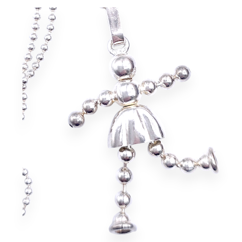 Sterling Silver 925 Beaded Girl Dancer Motion Pendant Charm Necklace 18 ...