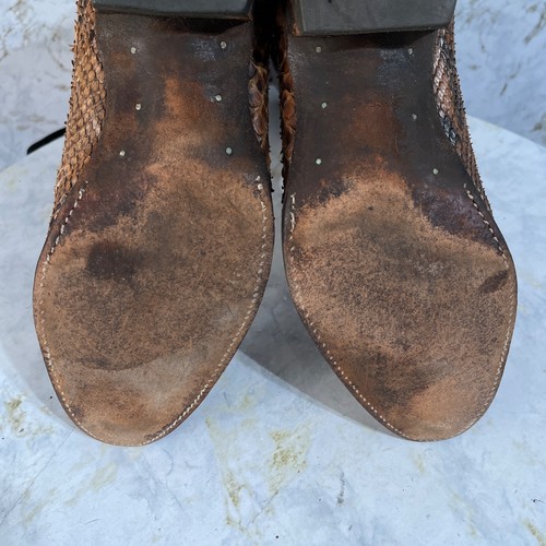 VTG Nocona Men's Size 12 D Shoes Brown Leather Snakeskin Western Cowboy ...