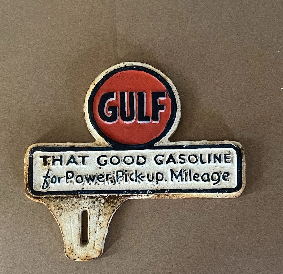 VINTAGE GULF SIGN CAST IRON METAL OLD GAS STATION ADVERTISING TAG ...