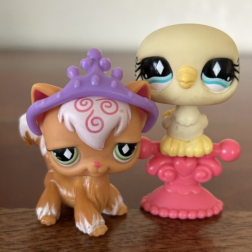 Littlest Pet Shop LPS Fanciest Angora Cat #511 & Pigeon w/Perch #512 ...