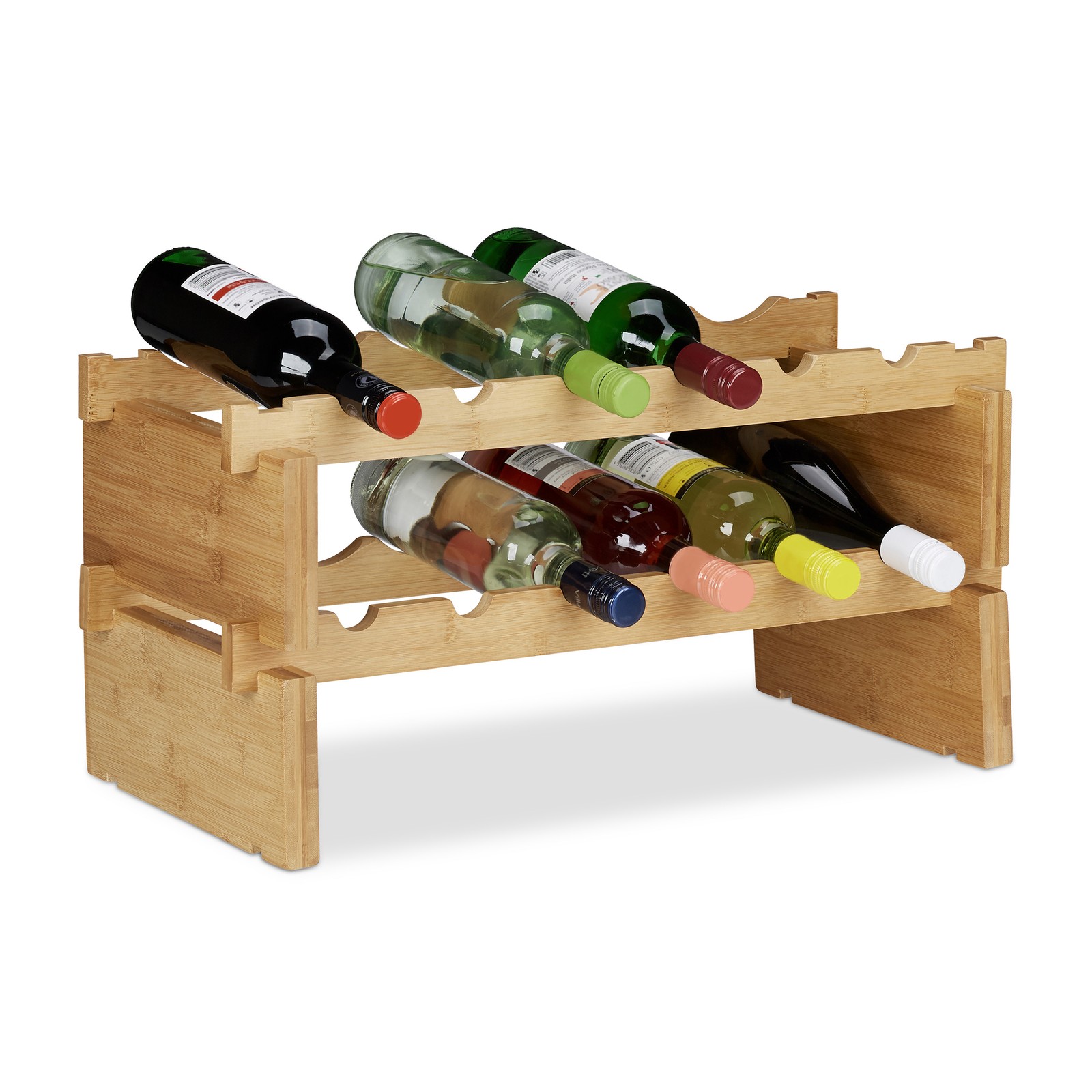 Stacking wine rack Freestanding Bottle Storage Extendable 6 Bottles ...
