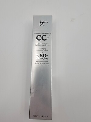 IT COSMETICS CC+COLOR CORRECTING F/C CREAM SPF 50+ MEDIUM 1.08 OZ exp ...