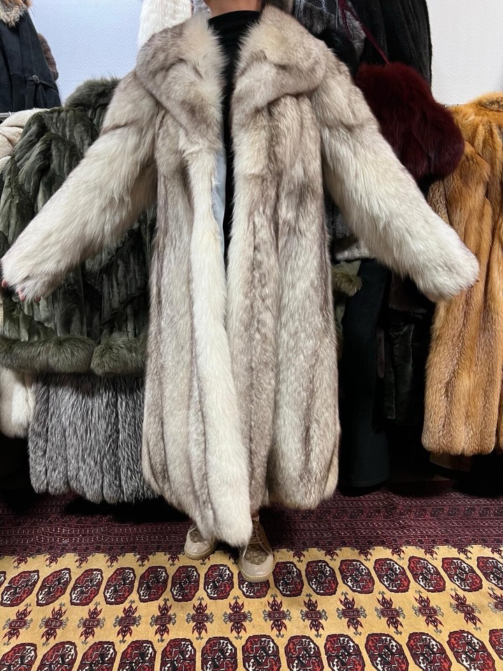 Blue Fox Fur Coat Real Fur Volpe Size 38-42 | eBay