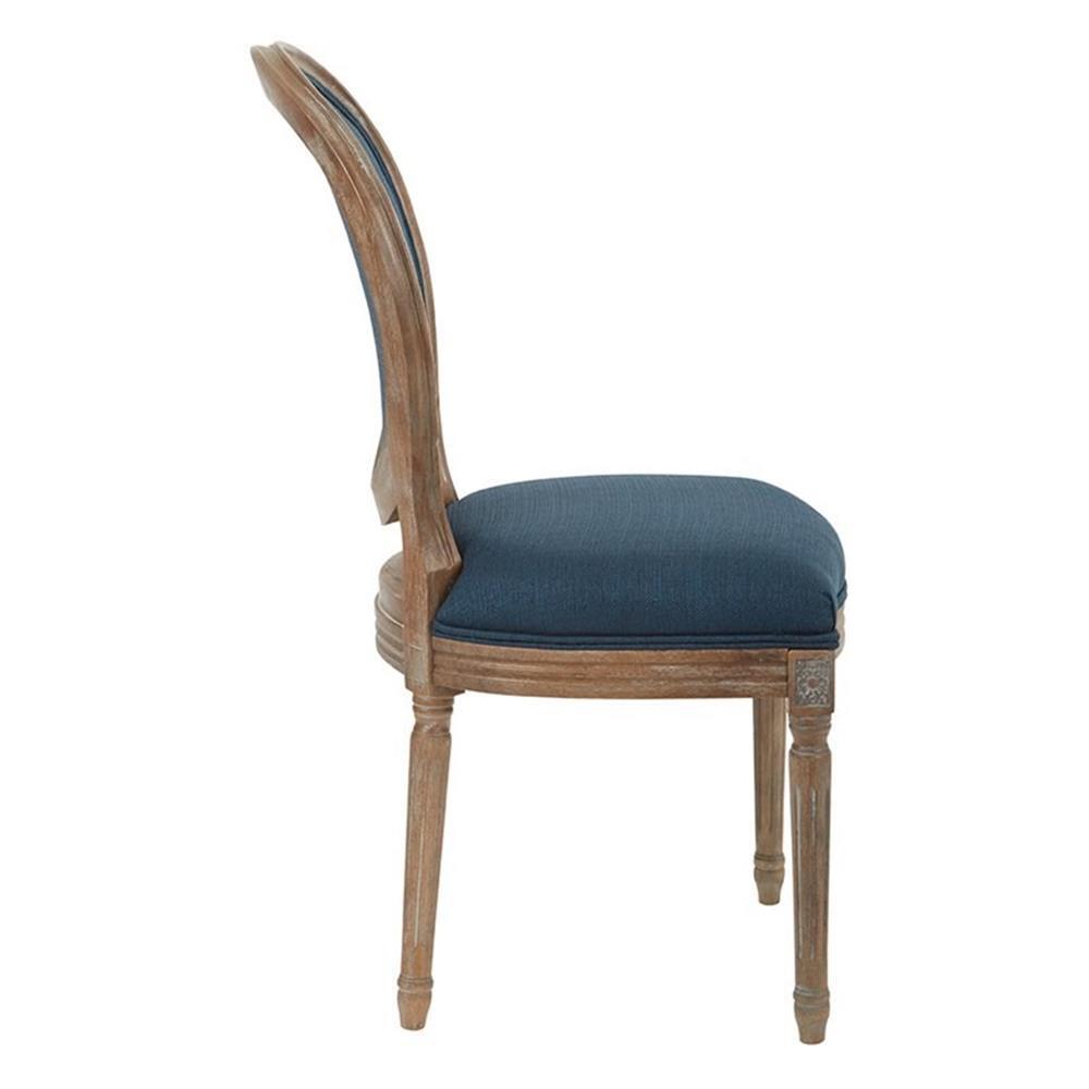 Lillian Oval Back Chair in Klein Azure Blue Fabric Brushed Frame | eBay
