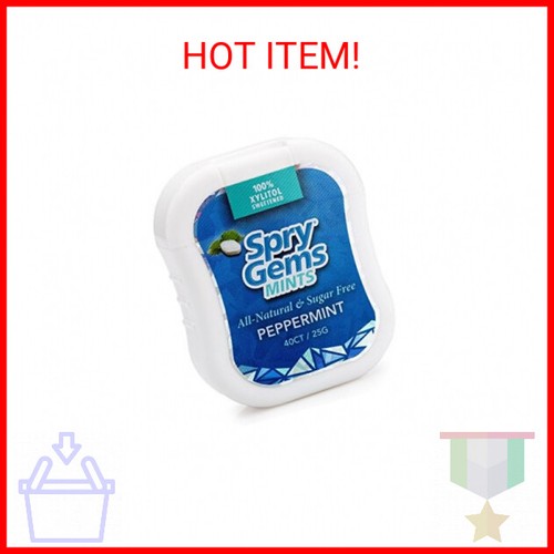 Spry Gems Natural Peppermint Xylitol Mints, On The Go Oral Care, Sugar ...