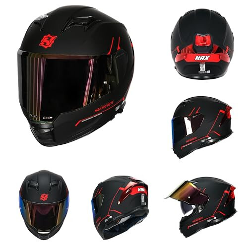 Matte Black Red XL HAX Force Aerodynamic Full Face Helmet for Street ...