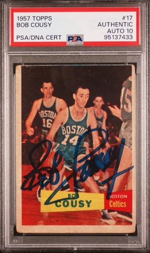 1957 Topps Bob Cousy HOF Signed Rookie Basketball Card PSA/DNA ...