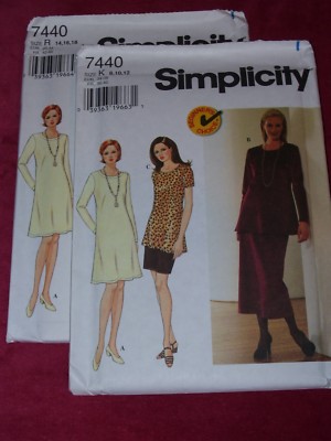 UNCIRCULATED 1996 SIMPLICITY #7440 - LADIES TUNIC-DRESS & SKIRT PATTERN ...