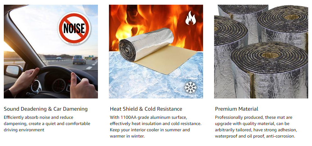 16"x 10" Sound Heat Proofing Car Auto Sound Deadener Insulation ...