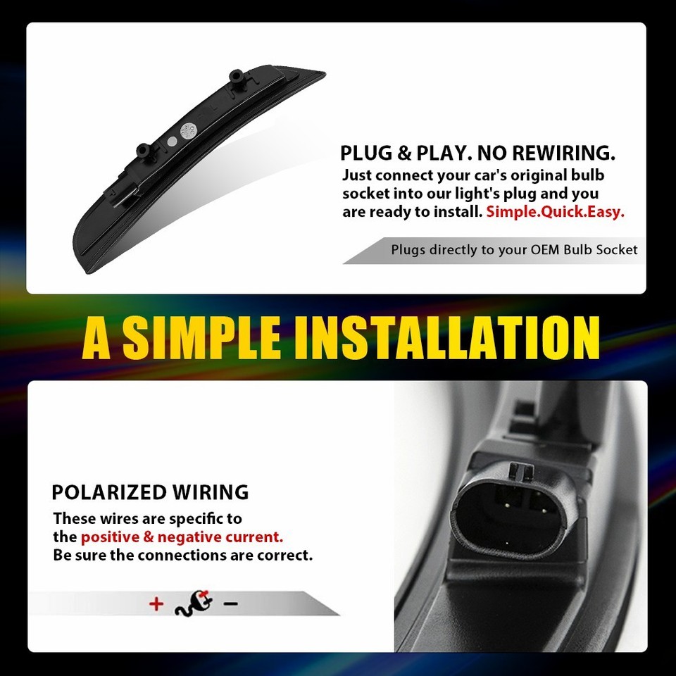 4-20X LED Side Marker Light for 2015-22 Dodge Charger Smoke Dynamic ...