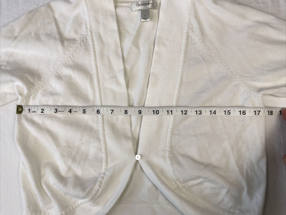Dress Barn White Ivory Short Sleeve Crop 1 Button Cardigan Sweater Size ...