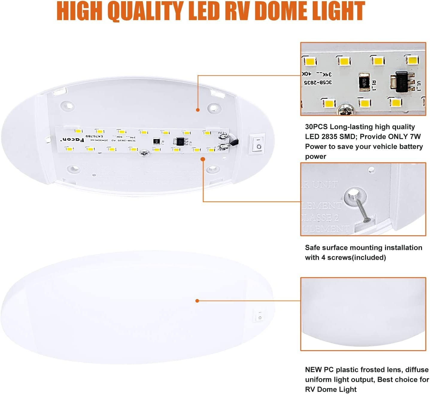 Fashion Style LED Bright Pancake Light 12 Volt Interior Ceiling Dome ...