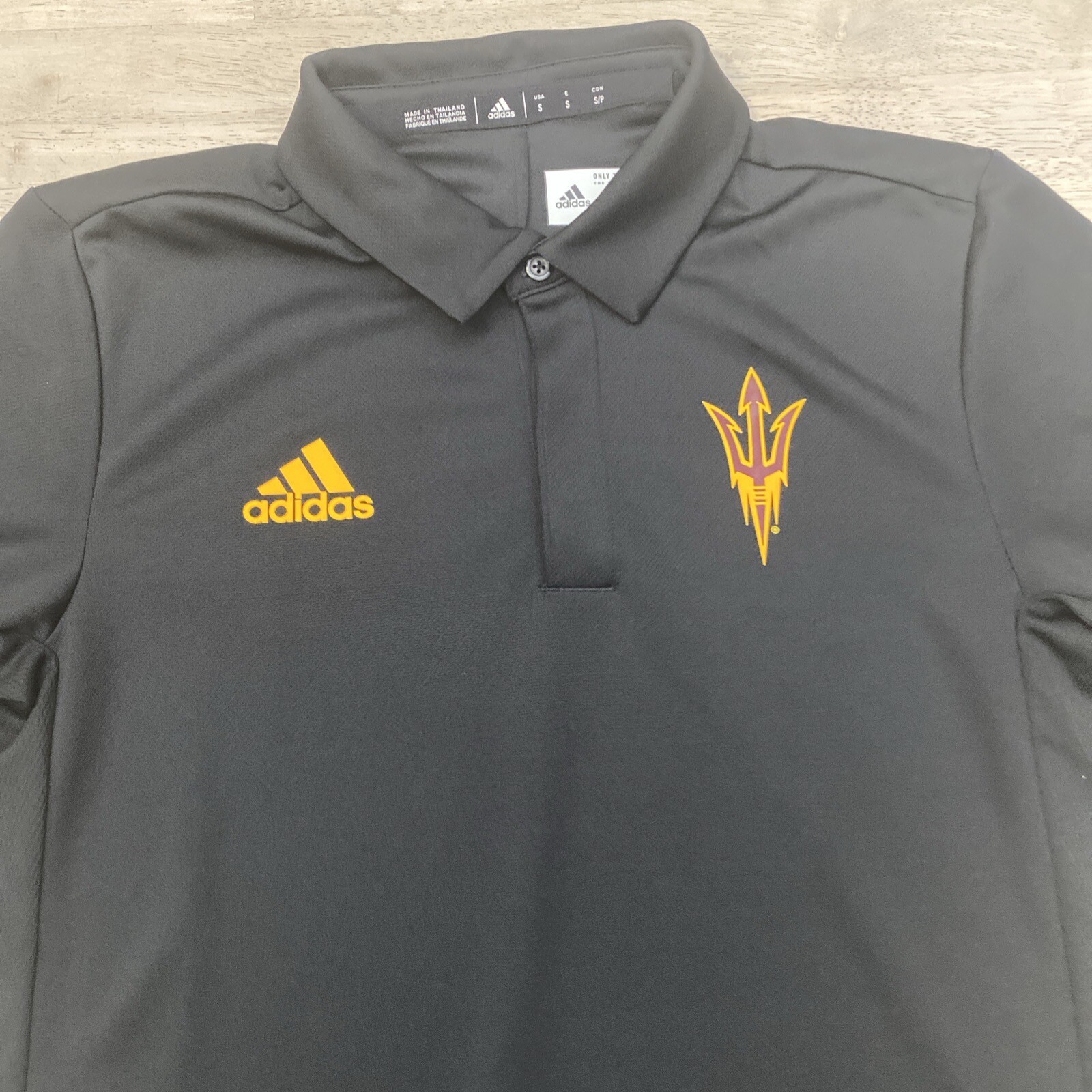 Arizona State Sun Devils ASU Team Issue Mens Black Adidas Polo Shirt Sz ...