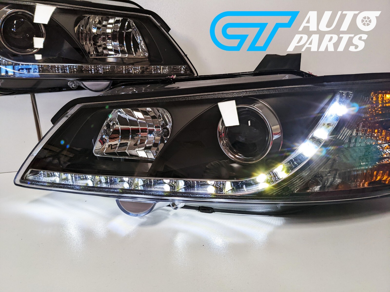 Black DRL LED Projector Head Lights for 02-04 Holden Commodore VY UTE ...