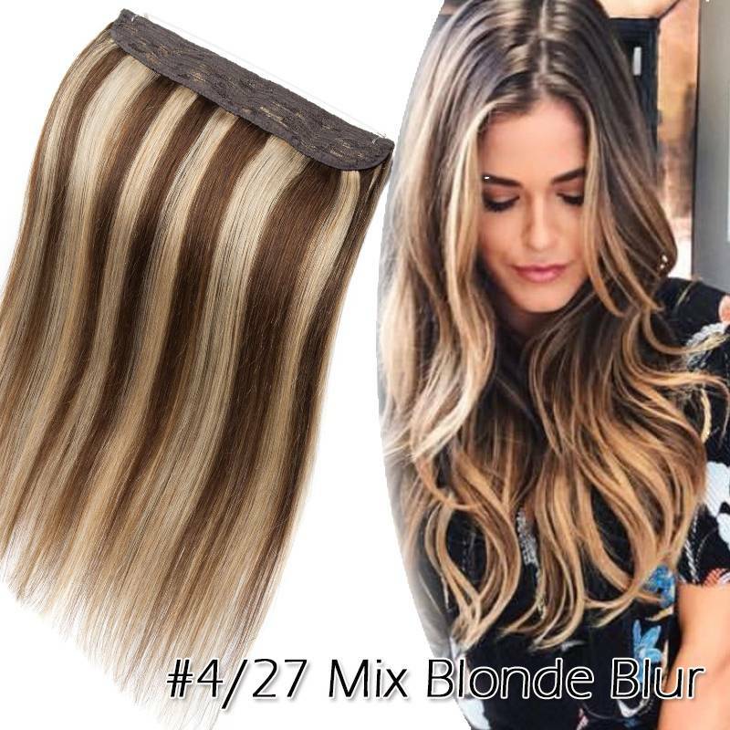 Secret Wire In 100% REAL Human Hair Extensions Hidden 120G Wrap On Band ...