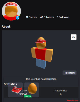 ROBLOX 2007 ( RARE USER | 2007 VISOR + LAST EGG | UNVERIFIED | 100% ...