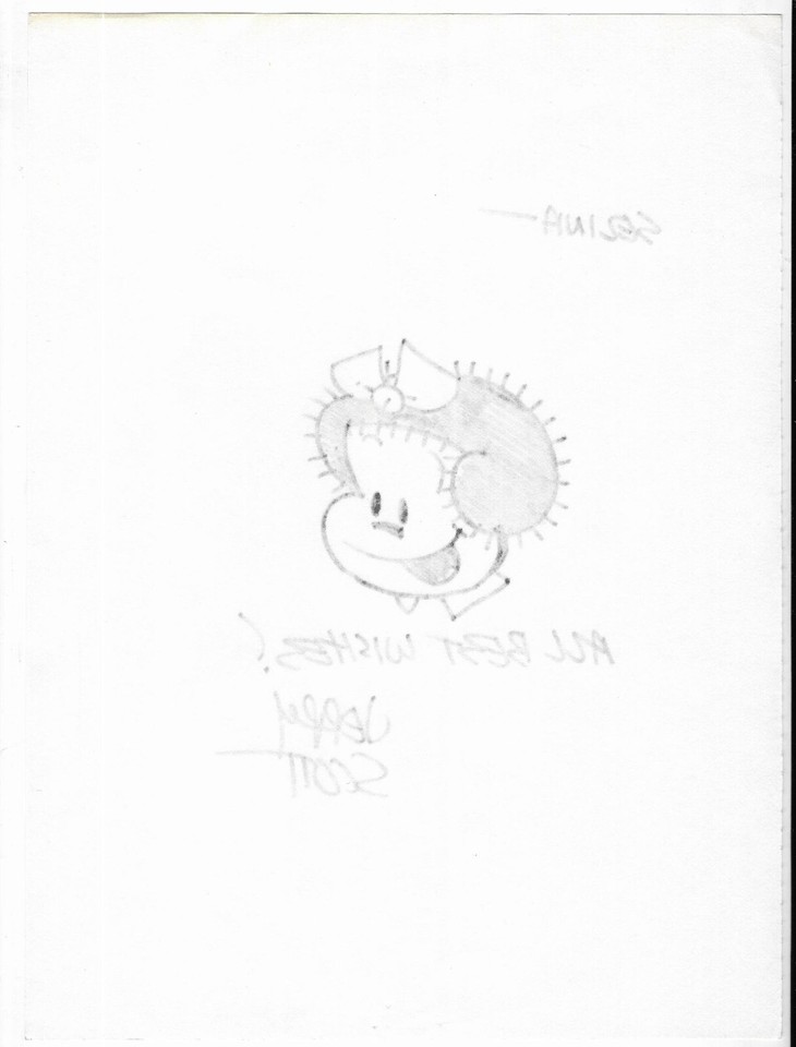 Jerry Scott HAND SIGNED DRAWN Nancy sketch art AUTOGRAPHED 8x11 PAPER ...
