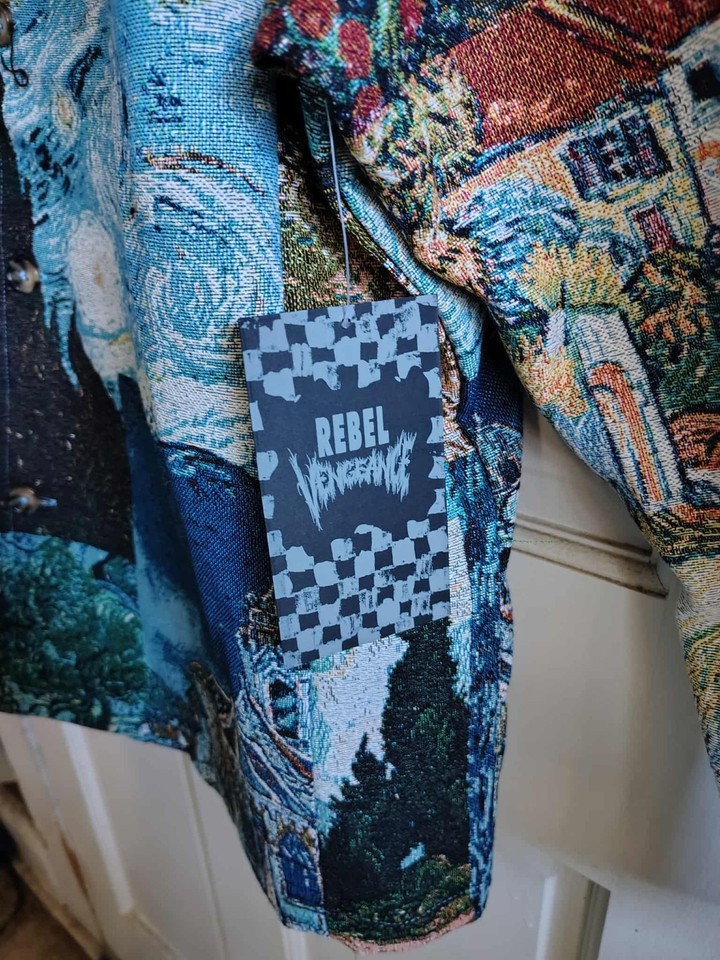 Rebel Vengeance Woven Mens L Tapestry Shirt Jacket Van Gogh The Starry ...