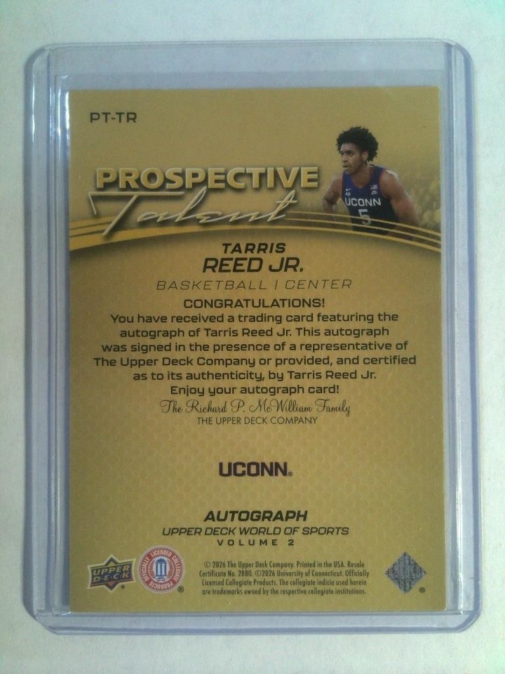2026 Upper Deck World of Sports Autograph - Tarris Reed Jr. (Basketball ...