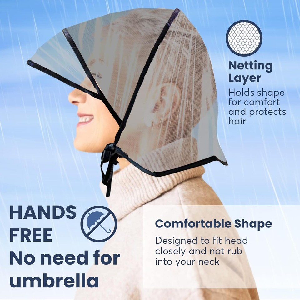 Waterproof Rain Bonnet Hat w Full Cut Visor & Netting for One Size ...