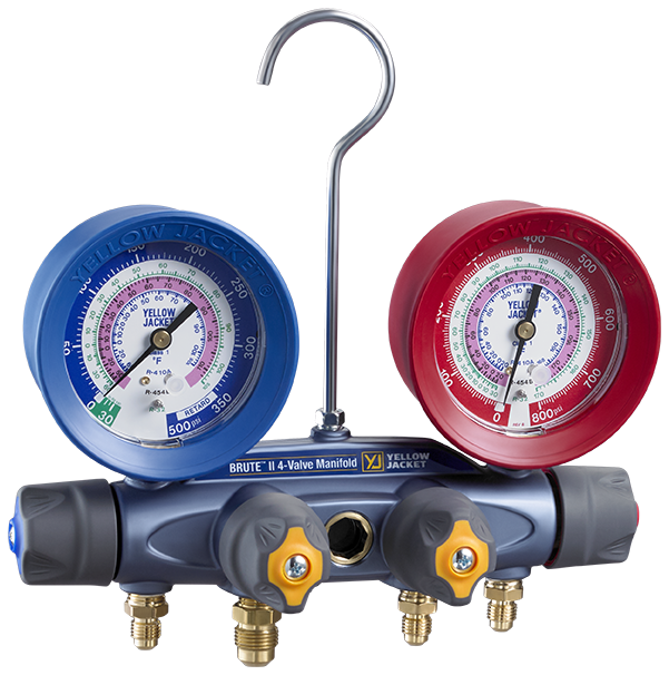 Yellow Jacket 46014 BRUTE II A2L Manifold Only 3-1/8″ Gauges R-32/454B ...