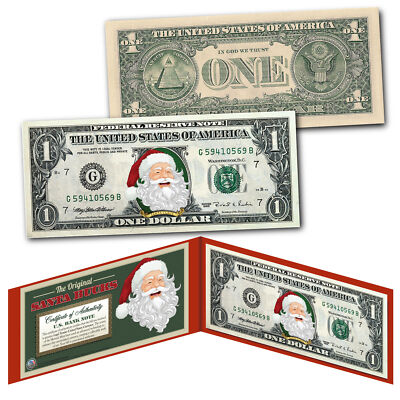 THE ORIGINAL SANTA BUCKS Santa Claus Christmas Genuine US $1 Bill in ...